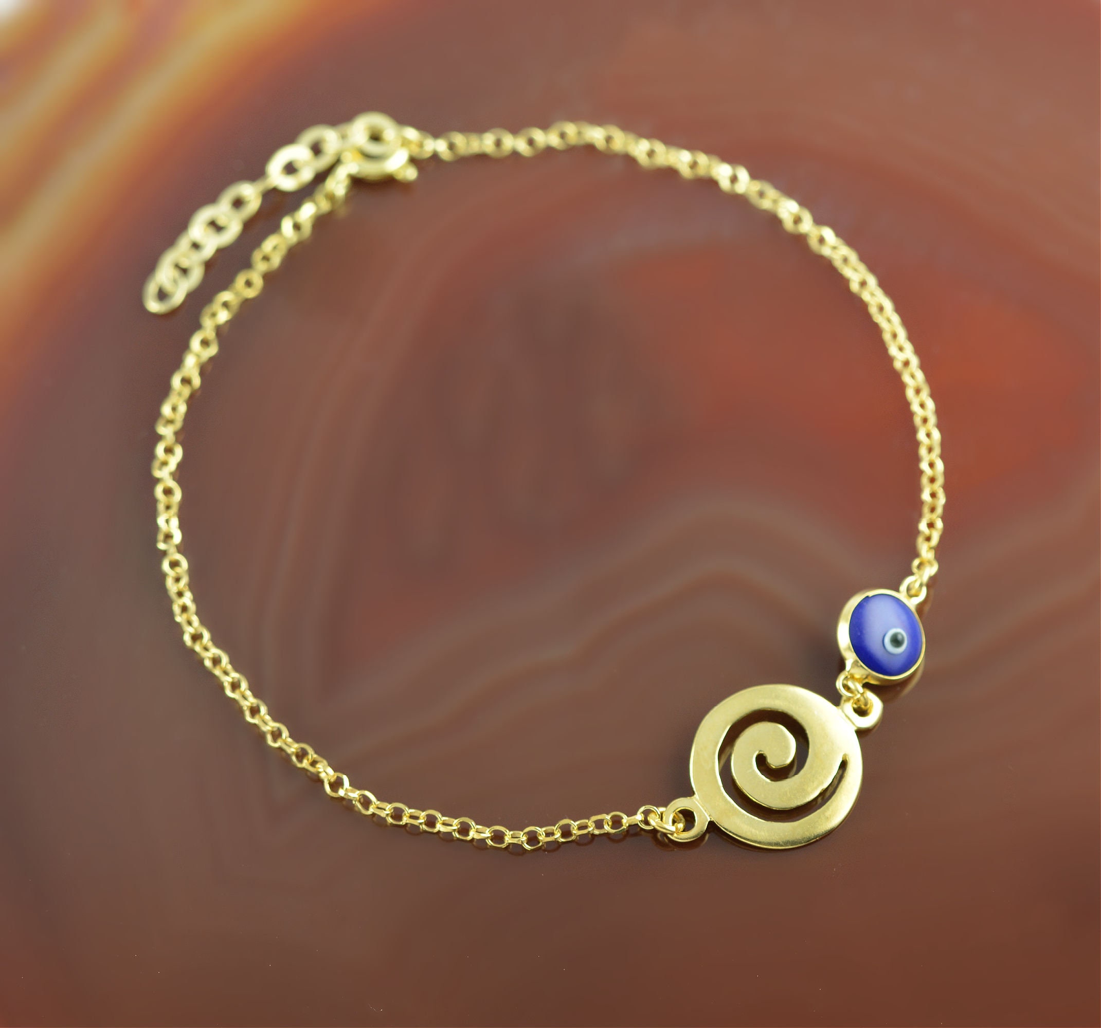 Spiral Good Luck Eye Golden Bracelet Eye Bracelet Chain - Etsy