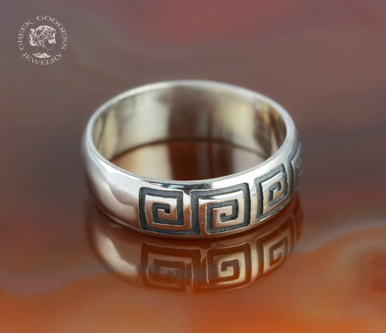 Greek key silver ring mens ring mens ring greek ring | Etsy