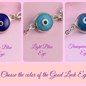 Good Luck Eye Greek Key Silver Bracelet, Good Luck Eye Bracelet, Dainty ...