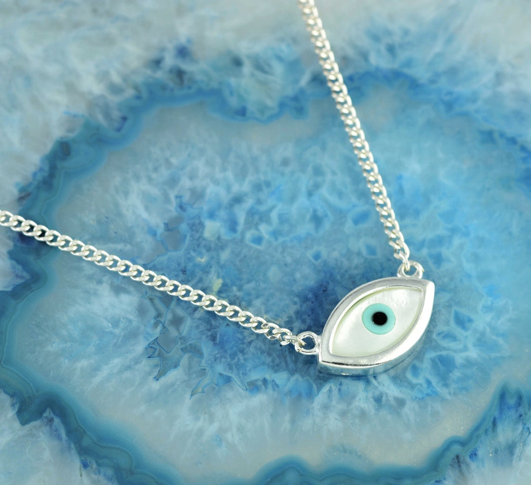Good Luck Eye Silver Necklace, Eye Necklace, Good Luck Eye Necklace ...