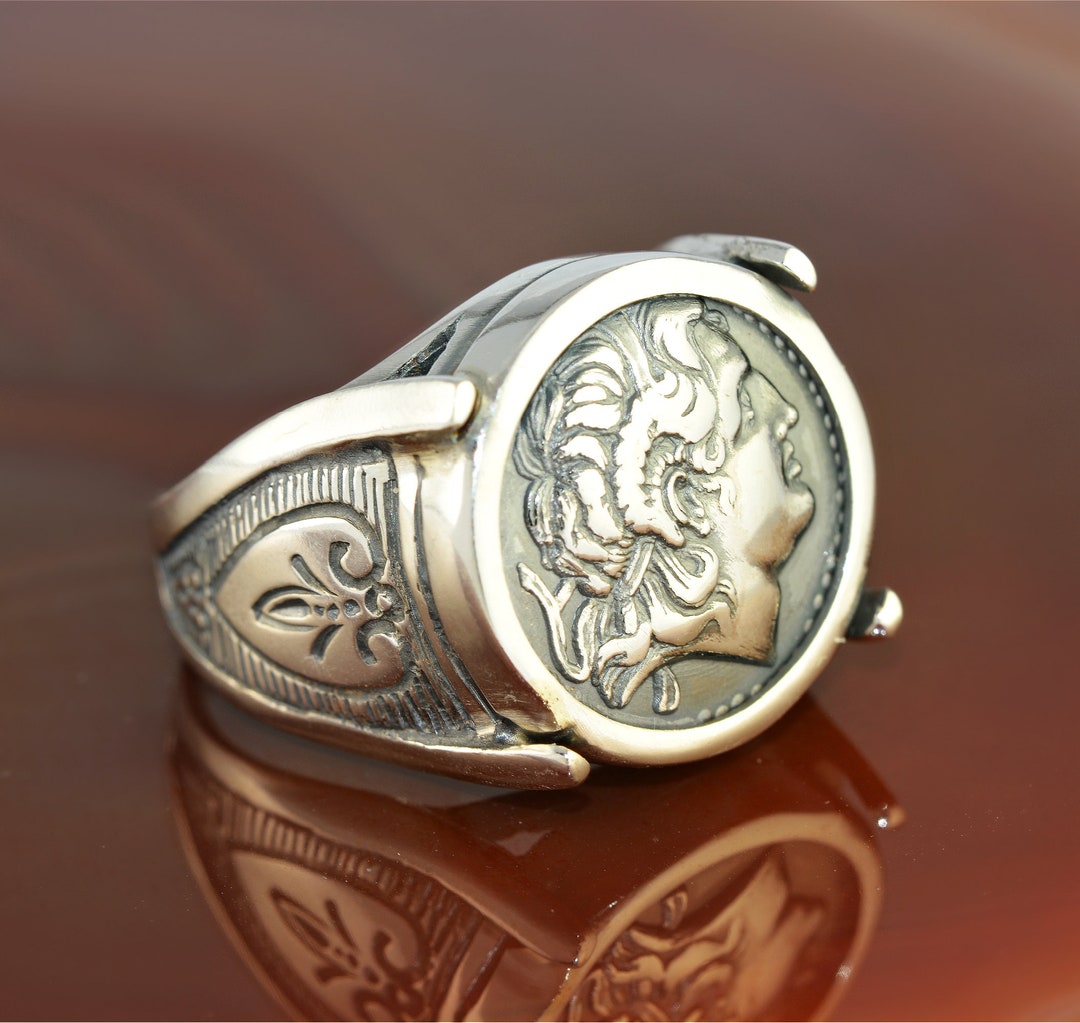 Alexander the Great Silver Ring, Antique Coin Ring, Mens Ring, Men Ring ...