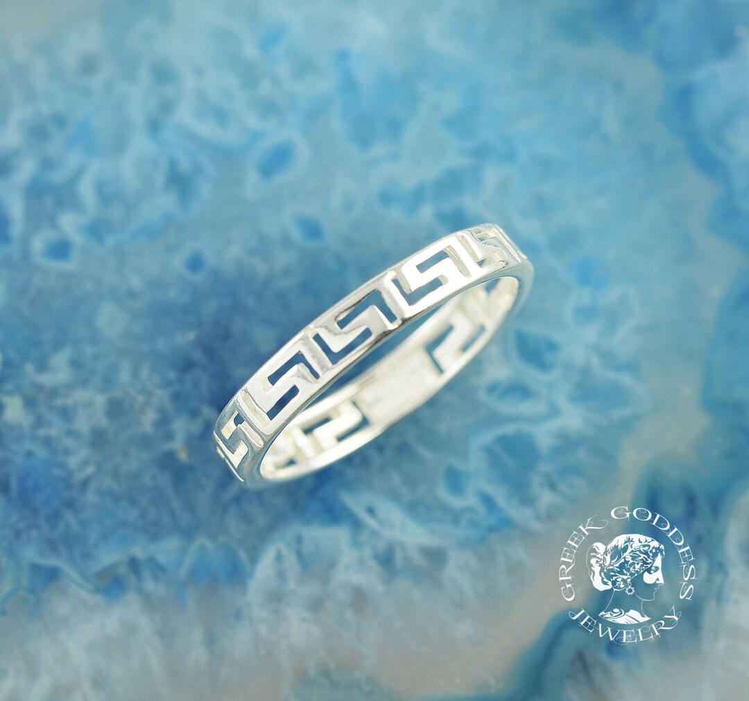 Greek Key Delicate Silver Ring, Dainty Ring, Delicate Ring, Greek Key ...