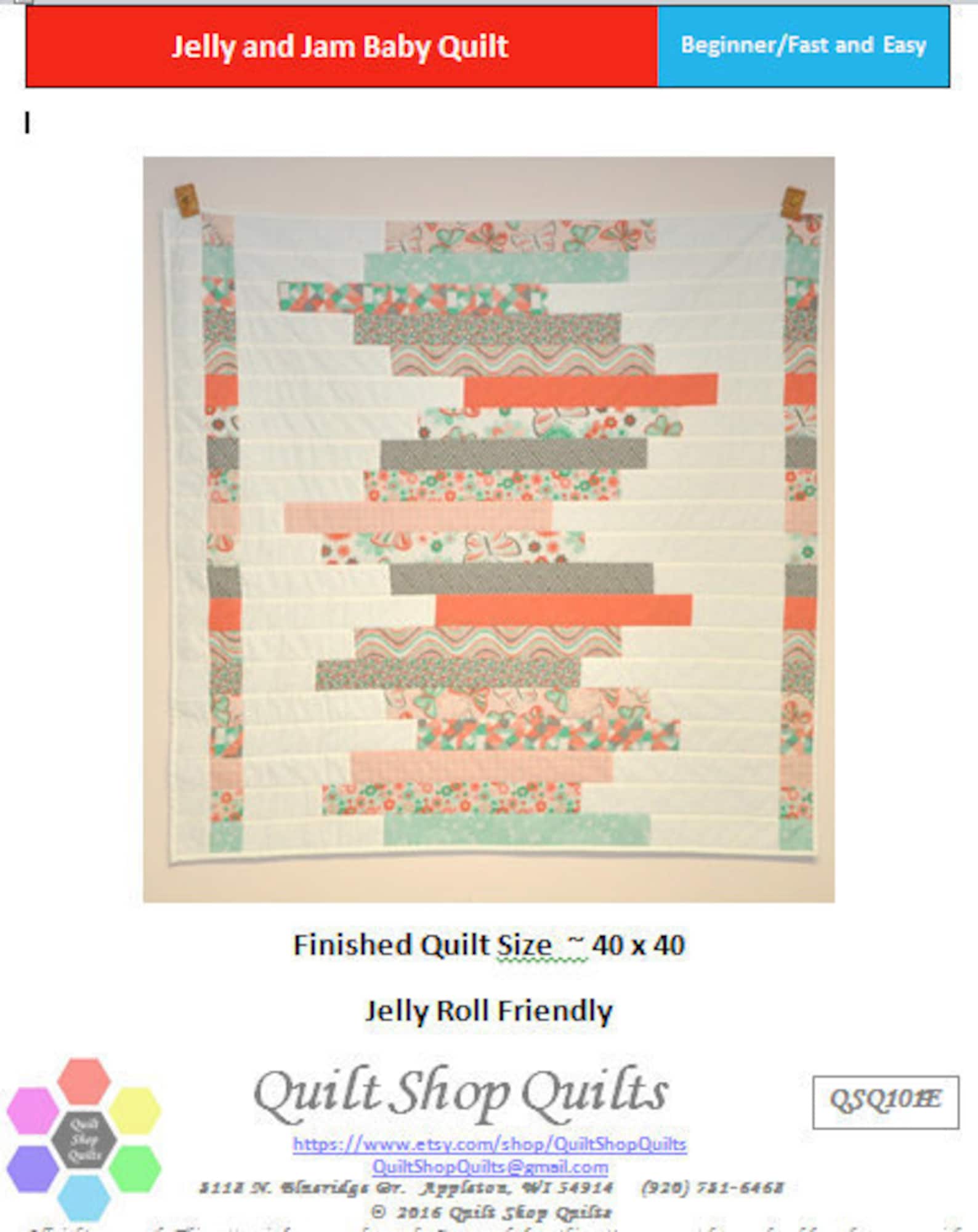 Jelly Roll Baby Quilt Pattern: Easy Beginner Design (PDF Download) - Etsy