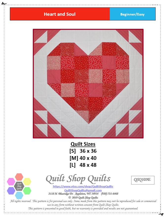 Heart and Soul Quilt Pattern Easy Quilt Beginner Quilt Pattern | Etsy