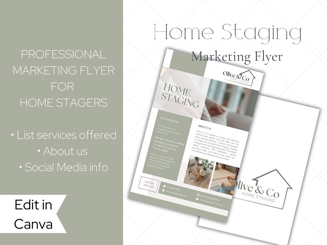 Home Staging Flyer Template - Canva - Neutral - Minimalist Small ...
