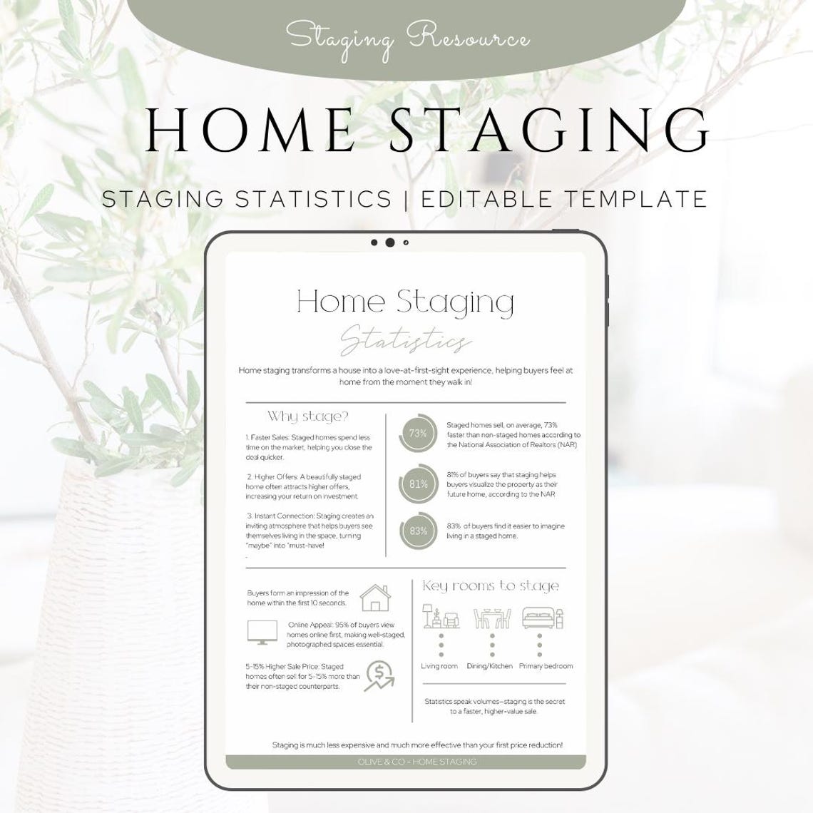 Home Staging Statistics - Infographic - Template - Editable in Canva - Etsy