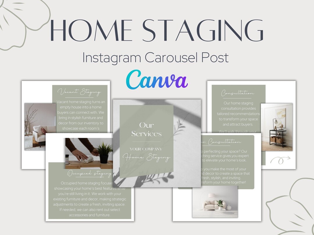 Instagram | HOME STAGING | Post Template | Editable in Canva | Carousel ...