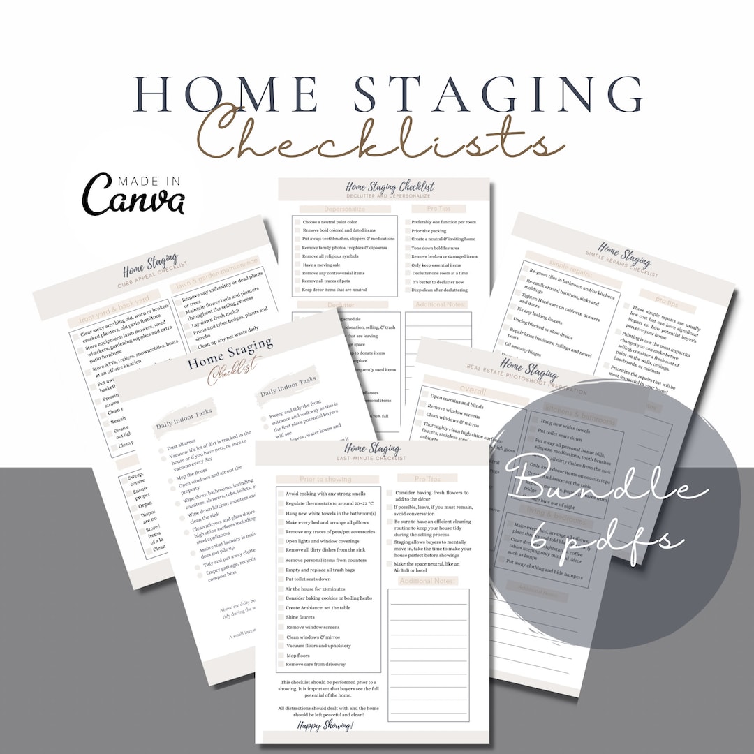 Home Staging Checklist Package | Realtors & Home Stagers | Editable ...