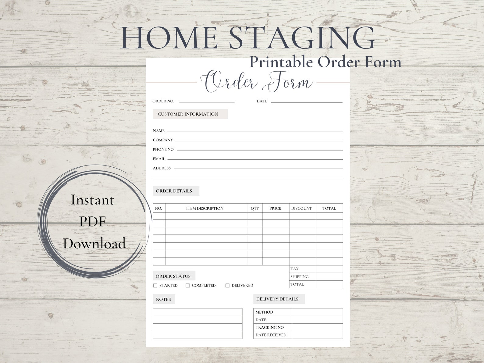 Printable Order Form - Home Staging Resources - Order Form - Printable ...