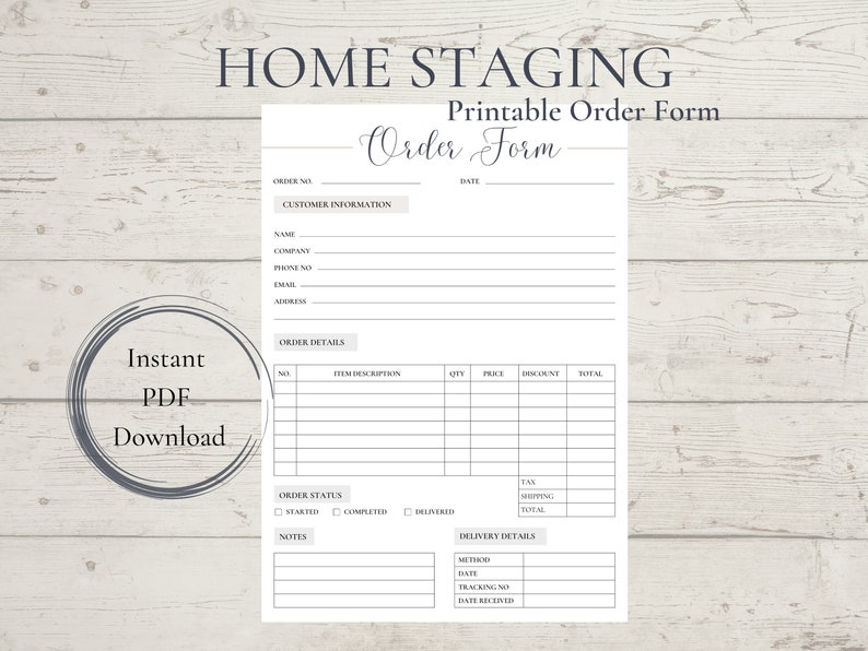 Printable Order Form - Home Staging Resources - Order Form - Printable ...