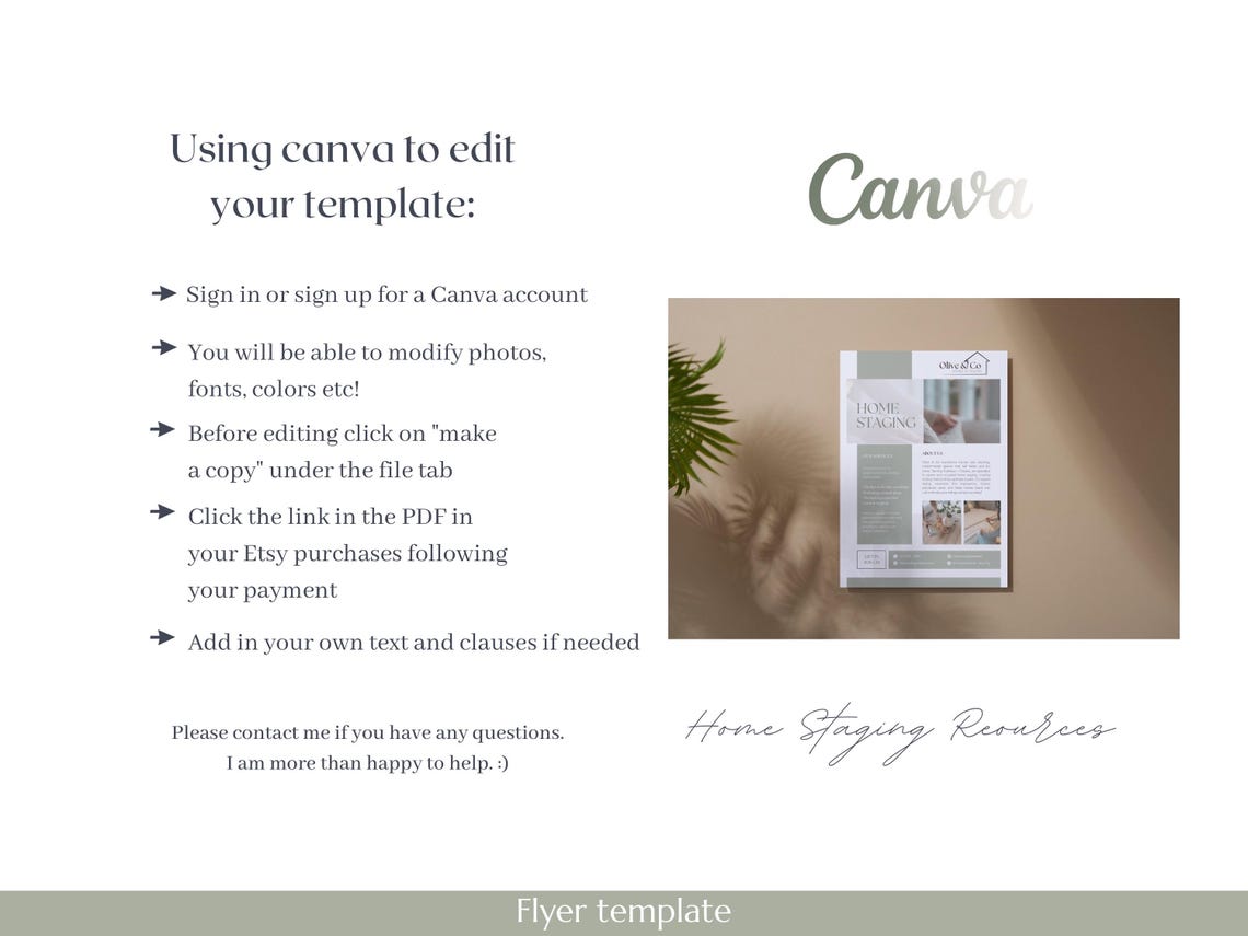 Home Staging Flyer Template - Canva - Neutral - Minimalist Small ...