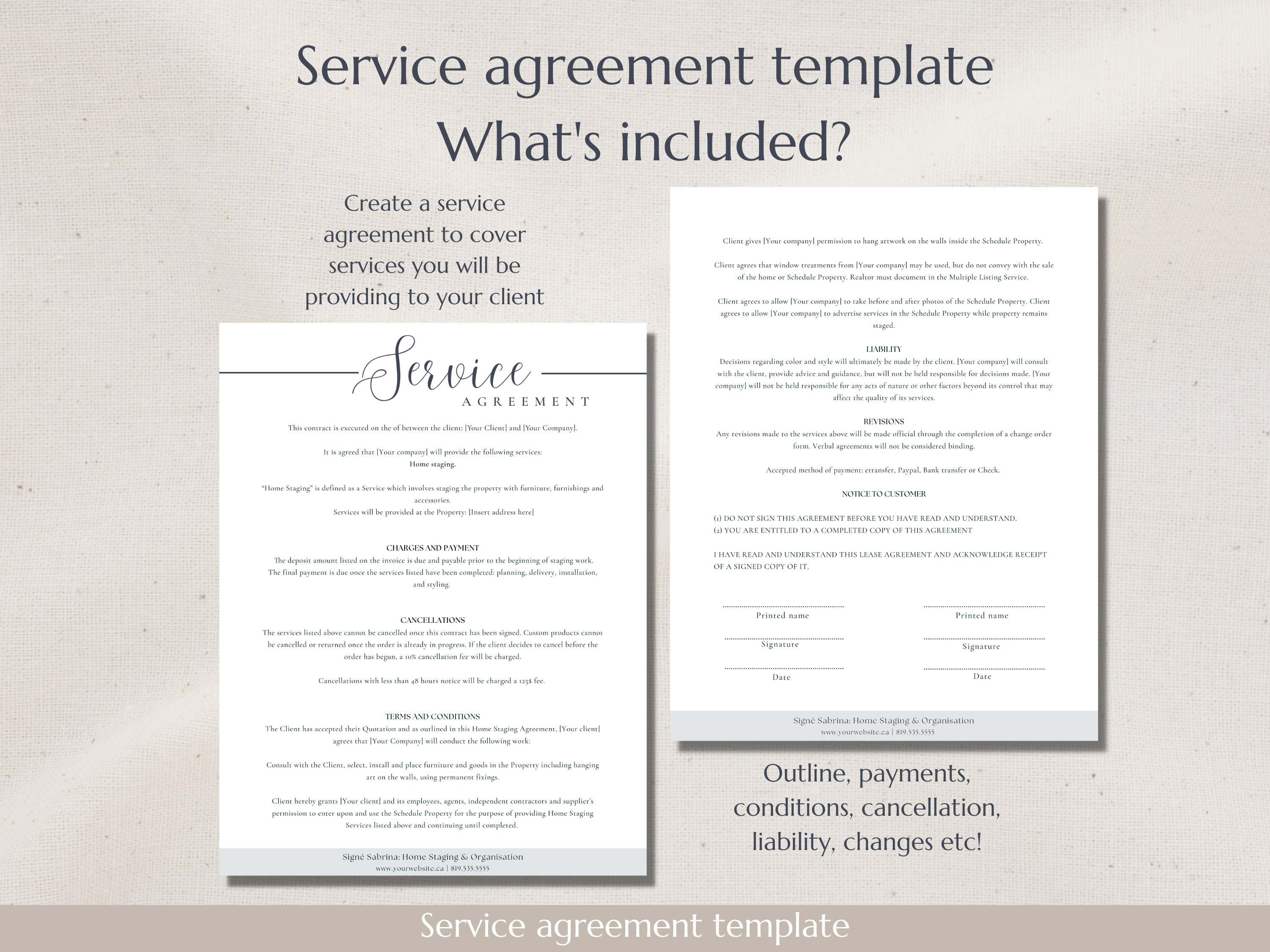 Home Staging Service Contract - Agreement - Forms - Canva Template - Etsy