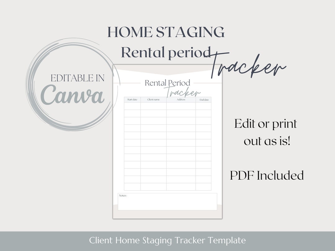 Home Staging Rental Period Tracker | Minimalist Printable | Editable ...