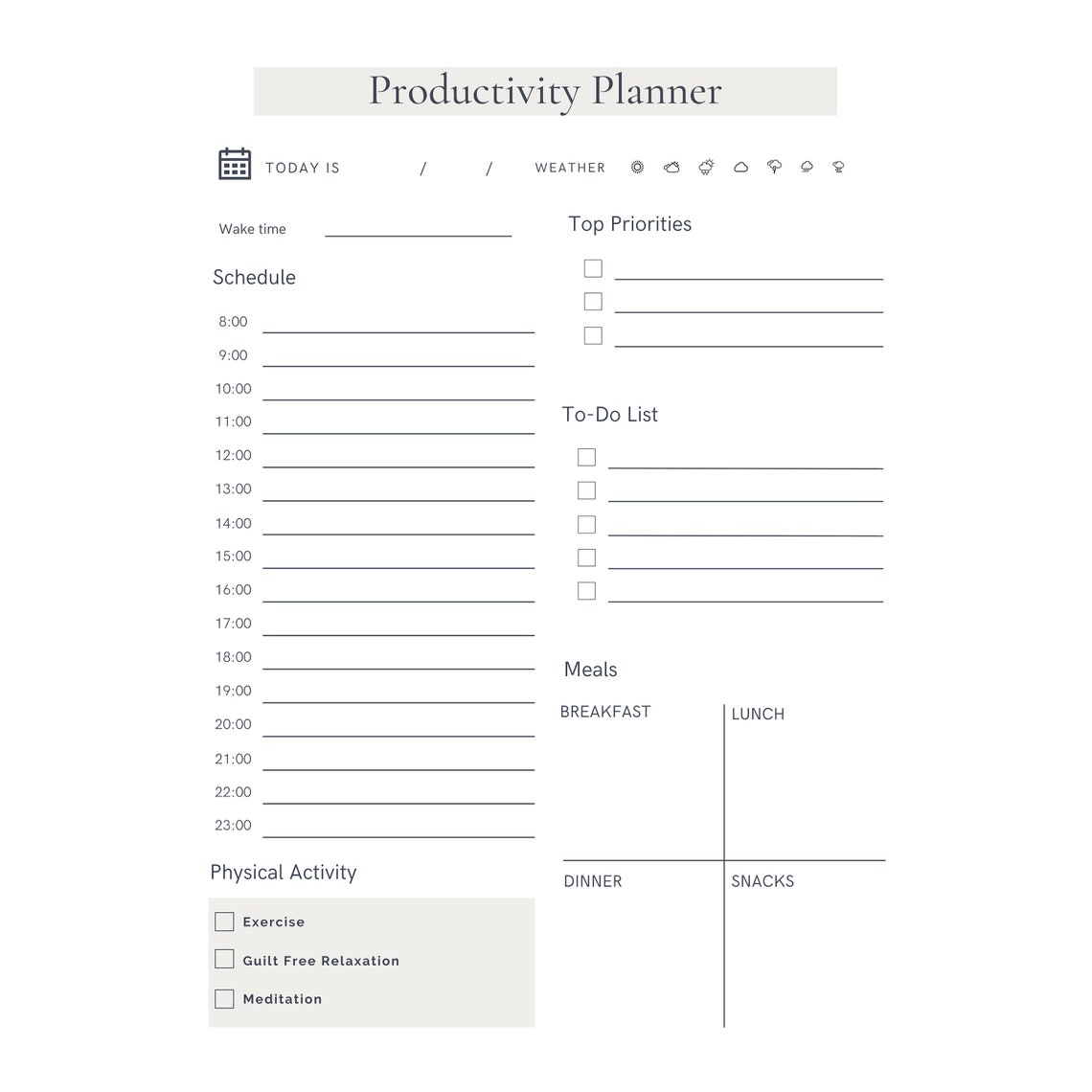Printable Daily Planner Work Organizer Block Schedule Weekly Planner - Etsy