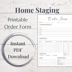 Printable Order Form - Home Staging Resources - Order Form - Printable ...
