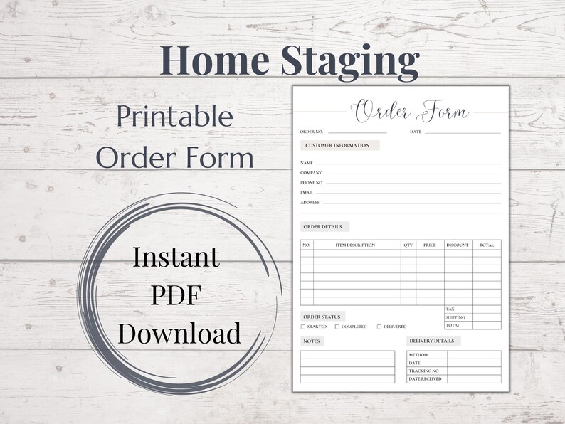Printable Order Form - Home Staging Resources - Order Form - Printable ...