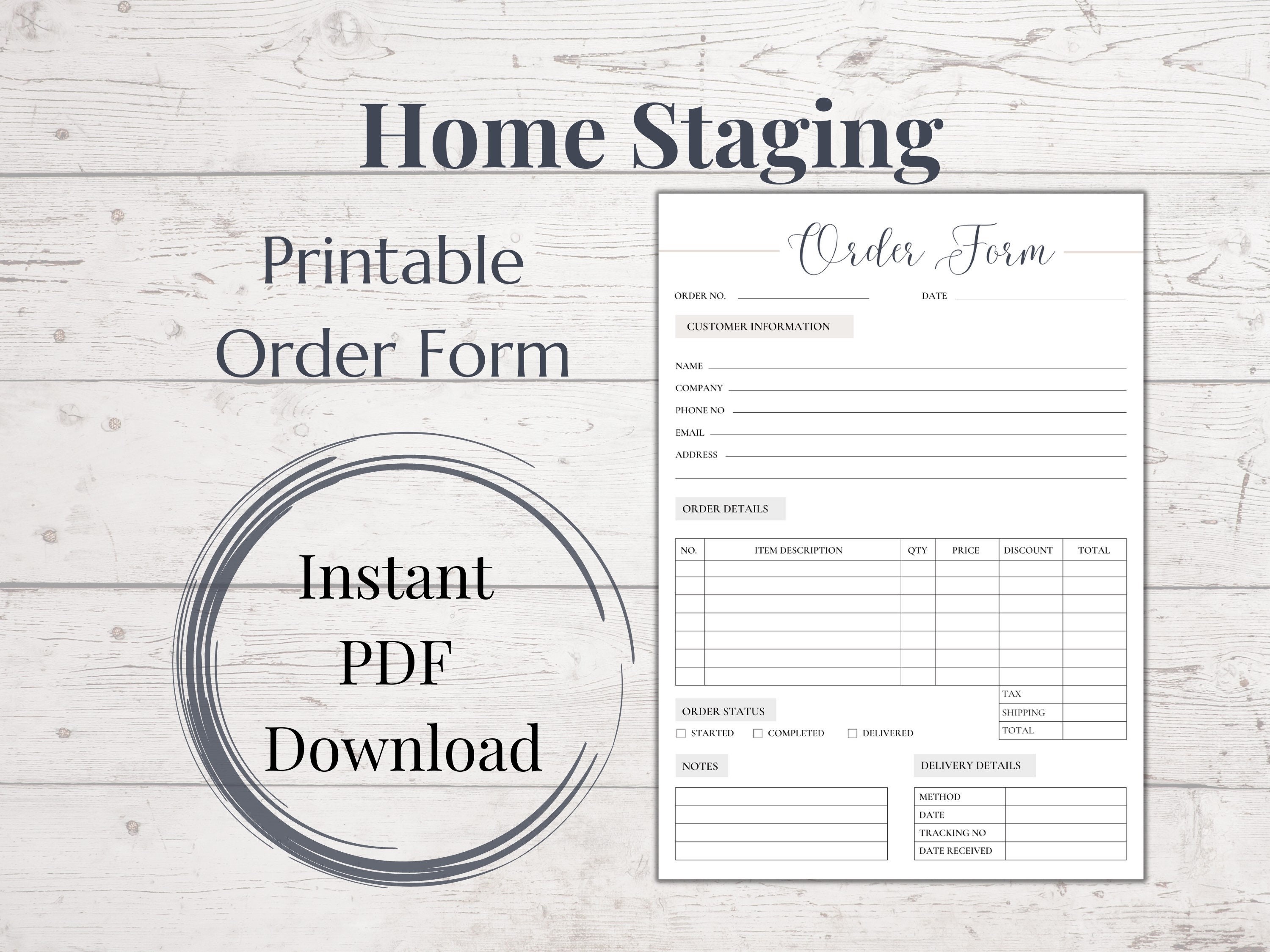 Printable Order Form - Home Staging Resources - Order Form - Printable ...