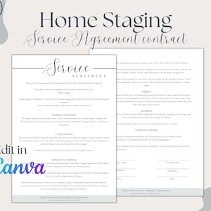 Home Staging Service Contract - Agreement - Forms - Canva Template - Etsy
