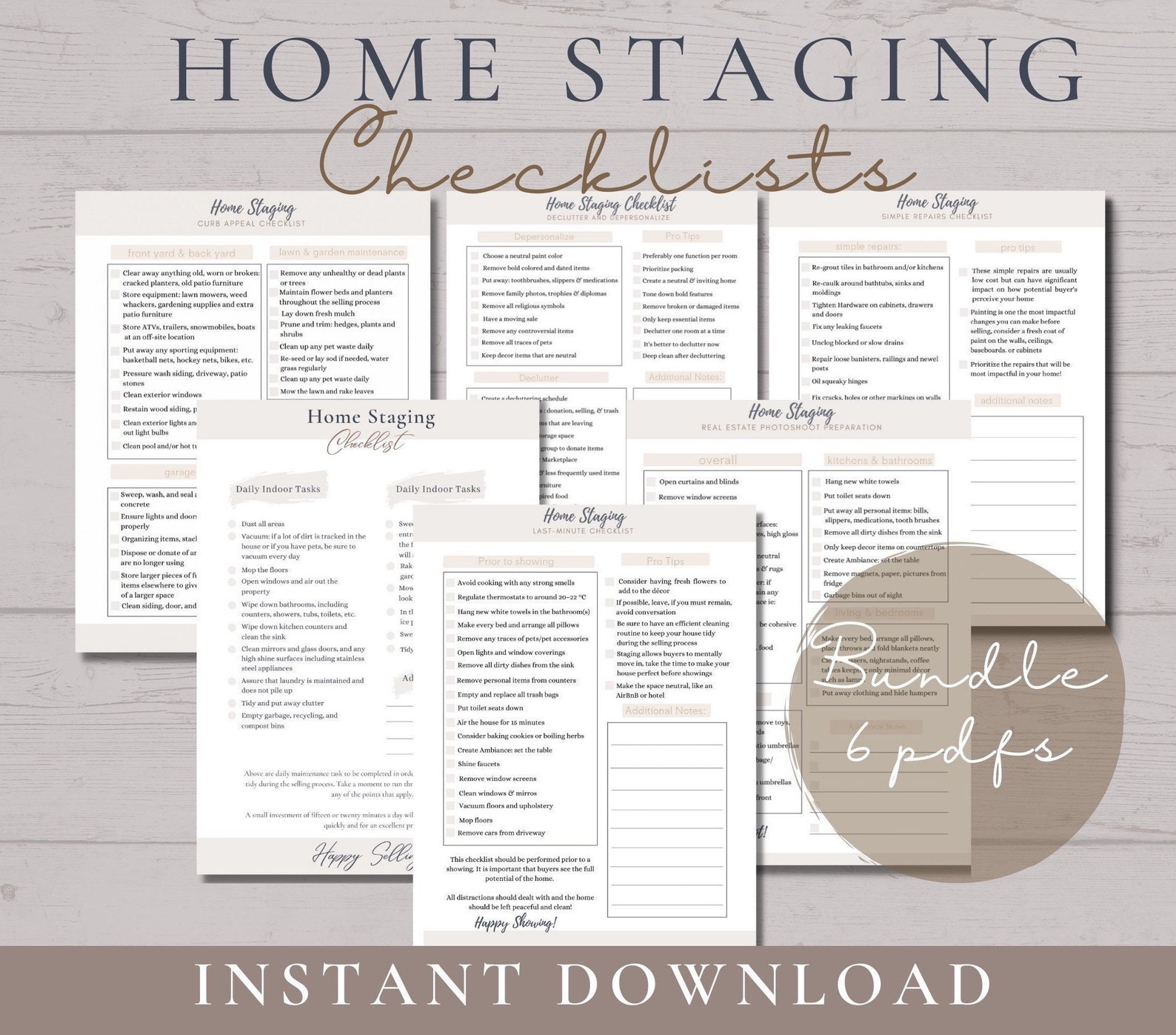 Home Staging Checklist Package Realtors & Home Stagers Editable Canva ...