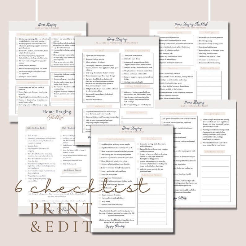 Home Staging Checklist Package | Realtors & Home Stagers | Editable ...