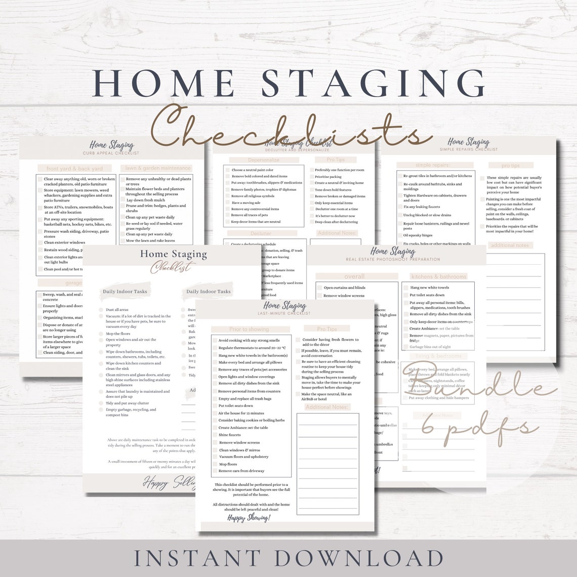 Home Staging Checklist Package Realtors & Home Stagers Editable Canva ...