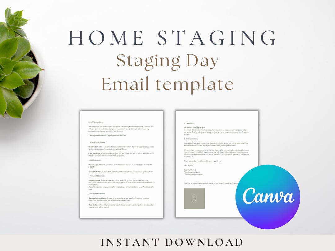 Home Staging Delivery Day Email Template | Editable in Canva | Instant ...