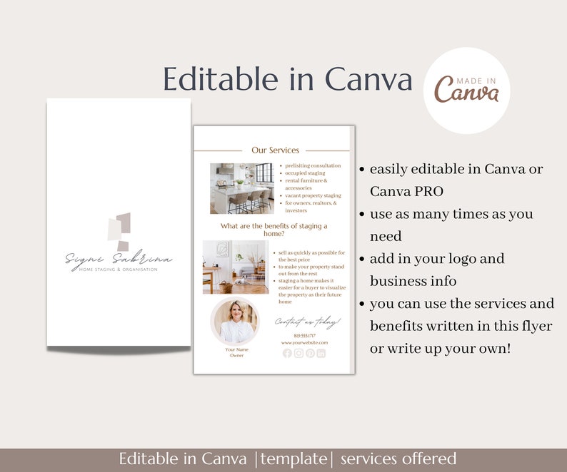 Home Staging Flyer Template: Neutral Minimalist Design (canva PDF) - Etsy