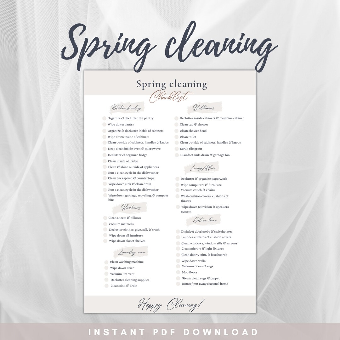 Spring Cleaning Checklist | Deep Clean | Printable List| - Etsy