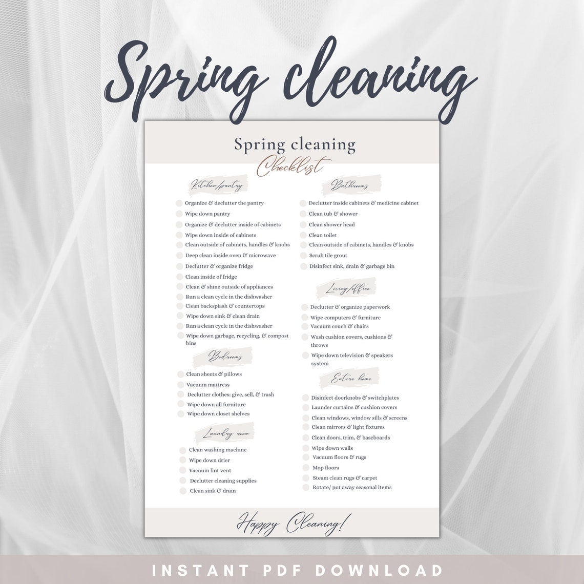 Spring Cleaning Checklist | Deep Clean | Printable List| - Etsy