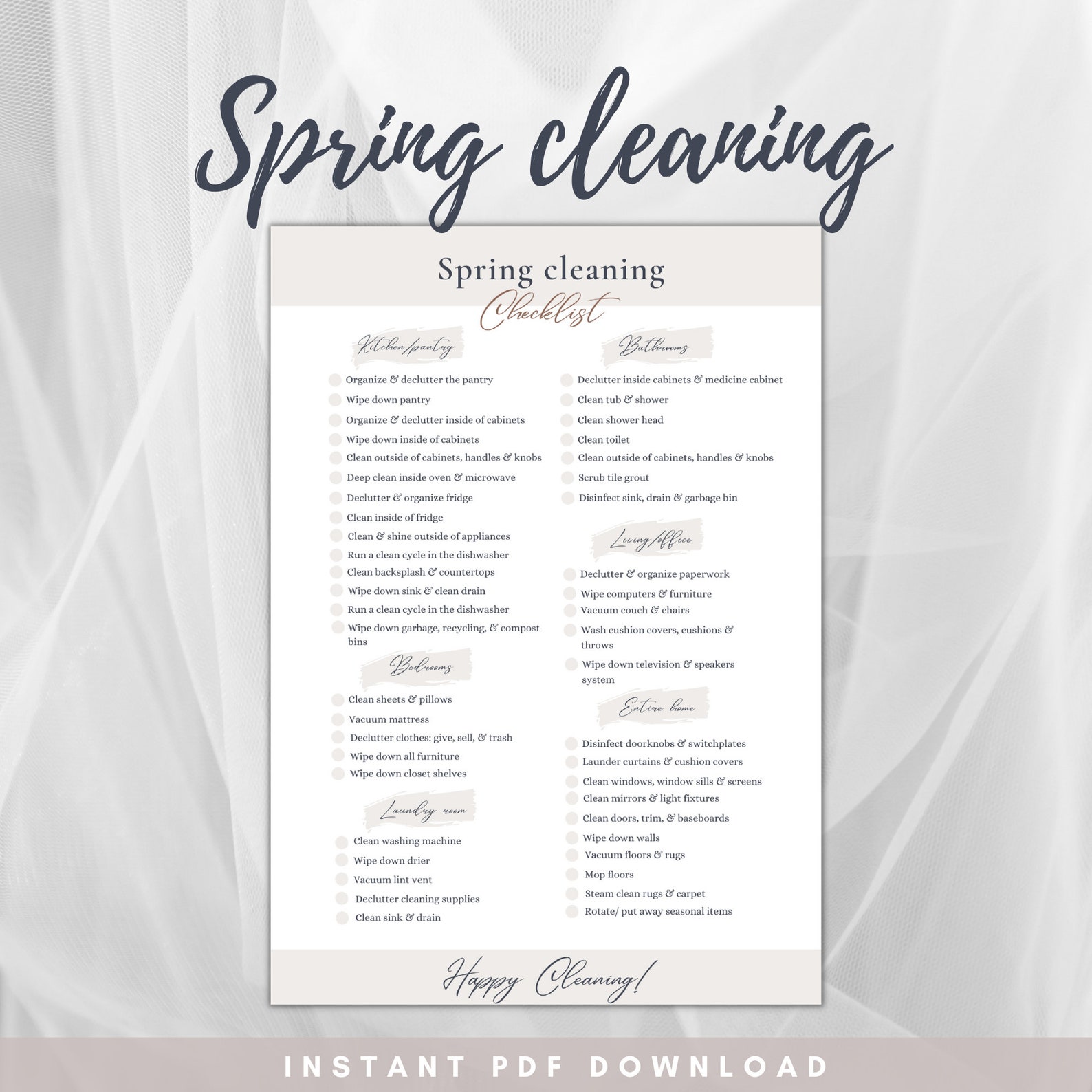 Spring Cleaning Checklist | Deep Clean | Printable List| - Etsy