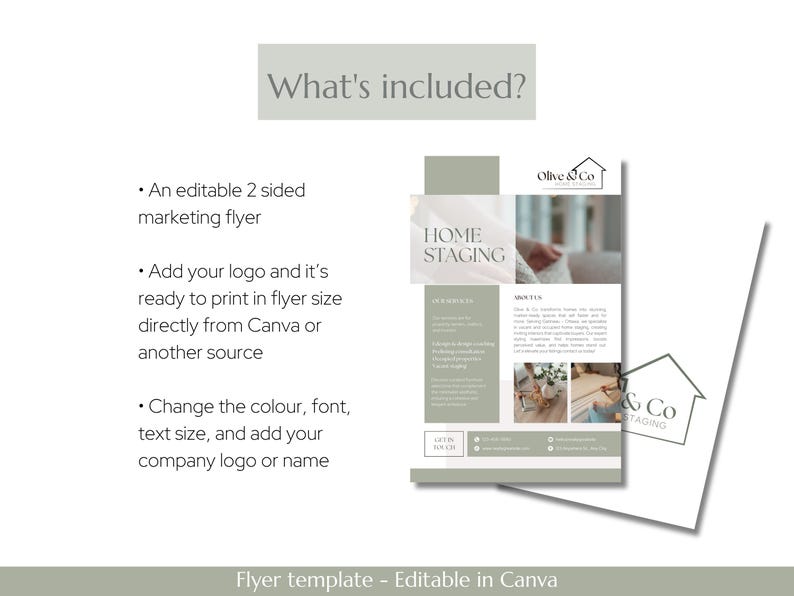 Home Staging Flyer Template - Canva - Neutral - Minimalist Small ...