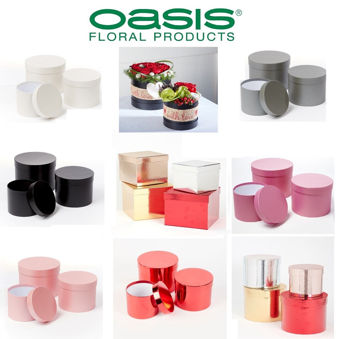 Oasis® Sheen Symphony Lined Flower Hat Boxes 3 Set Floristry Gift ...