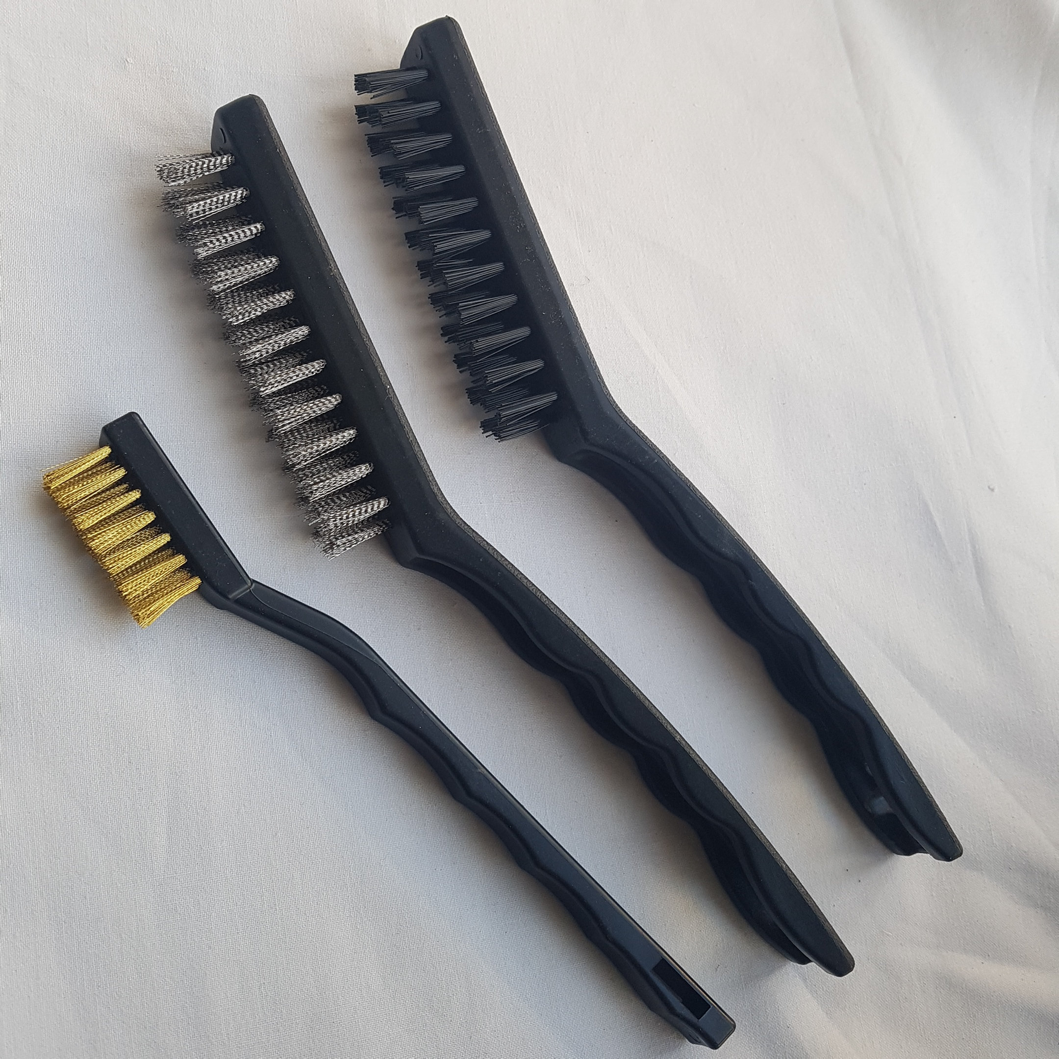 3 Piece Wire Brush Set Copper, Steel and Plastic Bristle Brushes Rust ...