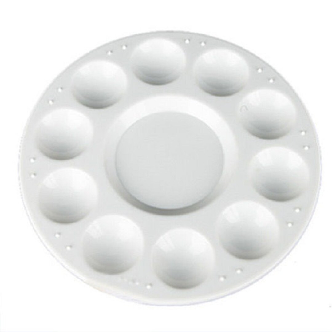 10 Well Round Artist Paint Palette Colour Mixing Watercolours Oils ...