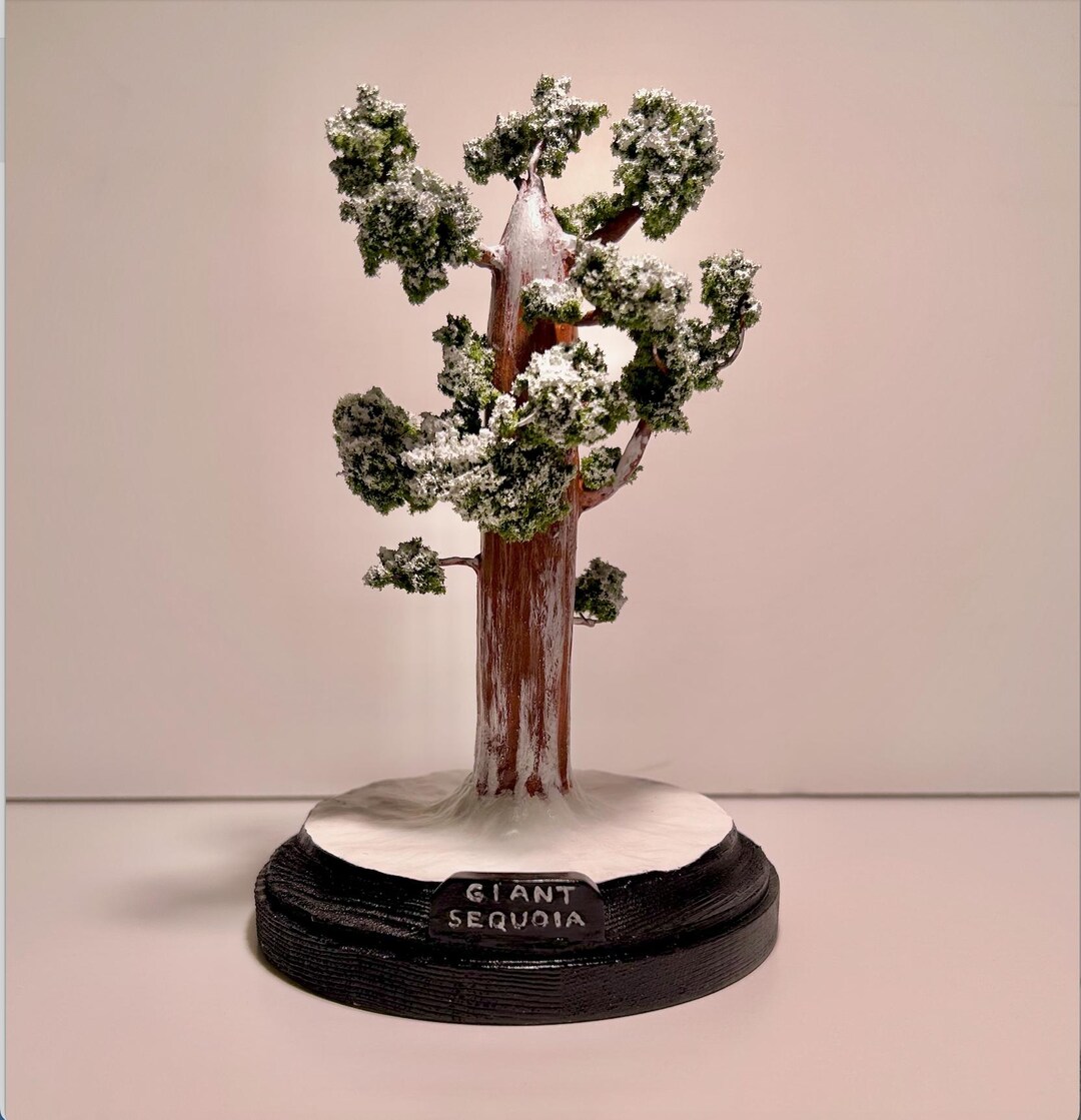 Snowy Miniature Giant Sequoia - Small Sculpture 4 Inch Base - Made to ...