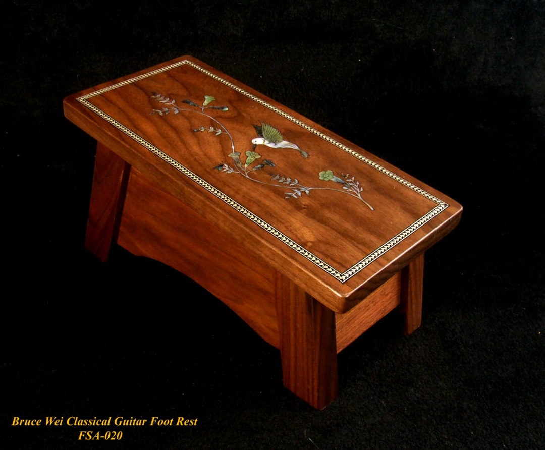 Classical Guitar Foot Rest Foot Stand, Solid Walnut, Mop & Abalone ...
