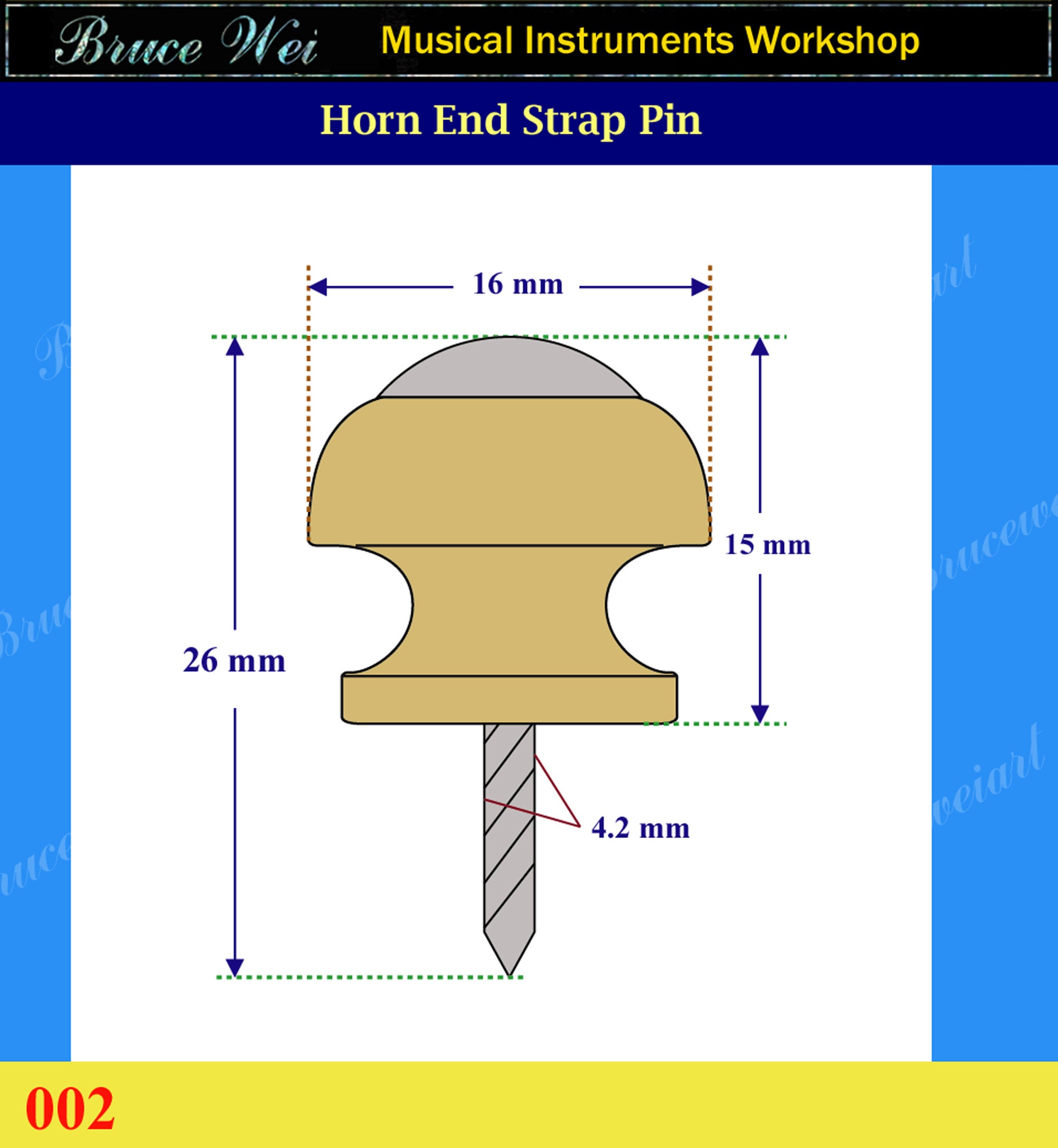 Free Shipping, Guitar, Banjo, Mandolin, Ukulele Horn End Strap Pin 1pc ...