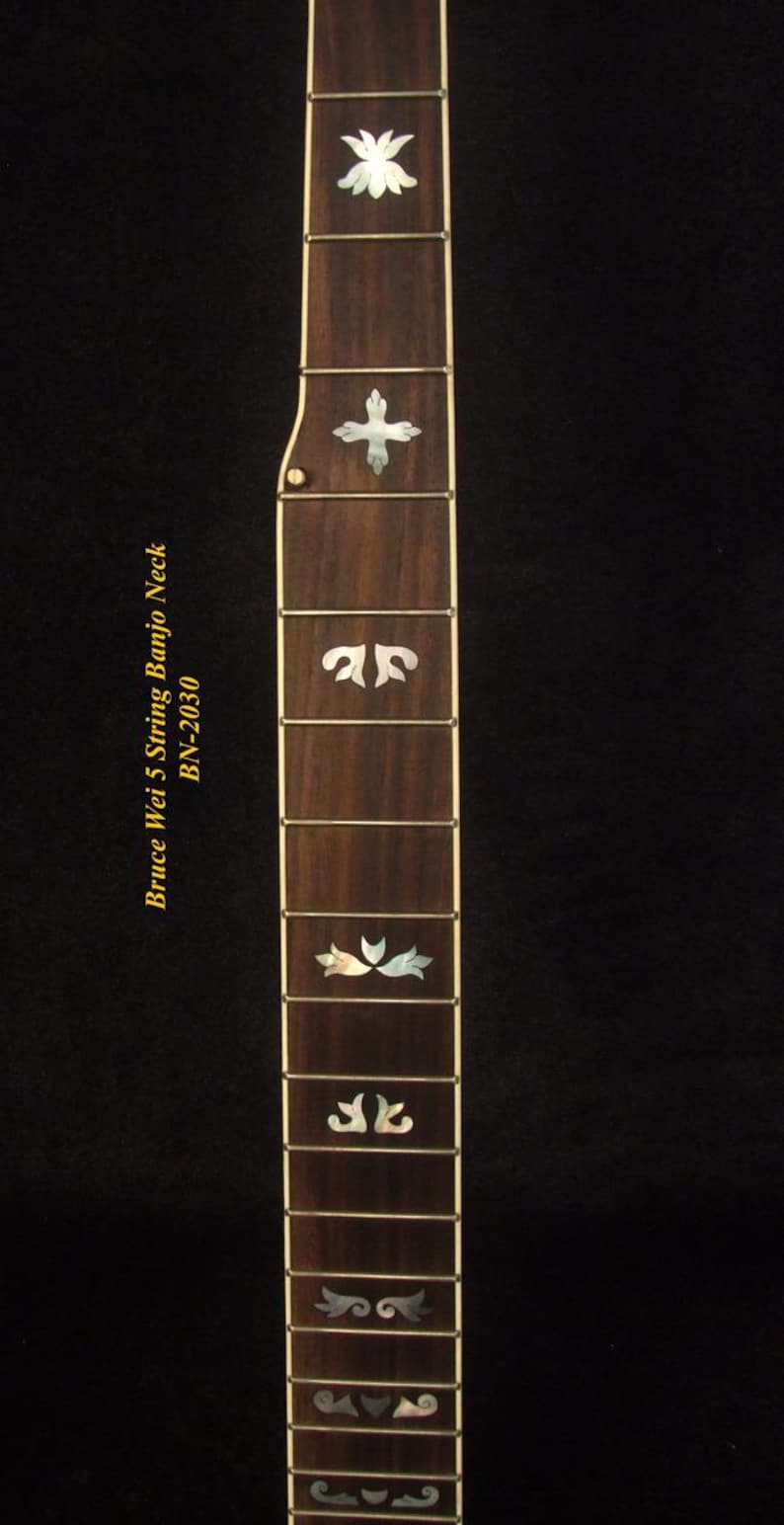 Handcrafted 5 String Banjo Neck, Solid Mahogany, MOP Inlay, Heel Carved ...