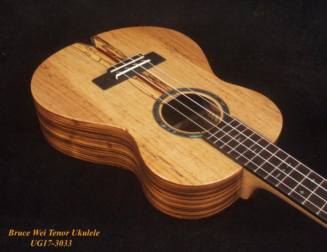 Bruce Wei Handmade Solid Splated Maple, Zebra Wood Tenor Ukulele, MOP ...