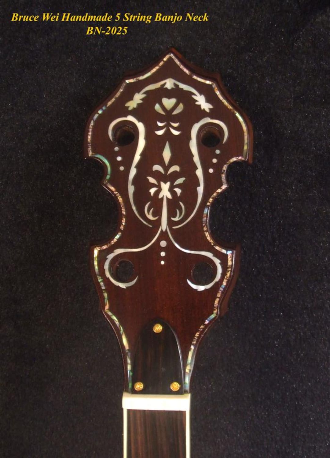 Handcrafted 5 String Banjo Neck, Solid Walnut & Mahogany MOP Inlay ...
