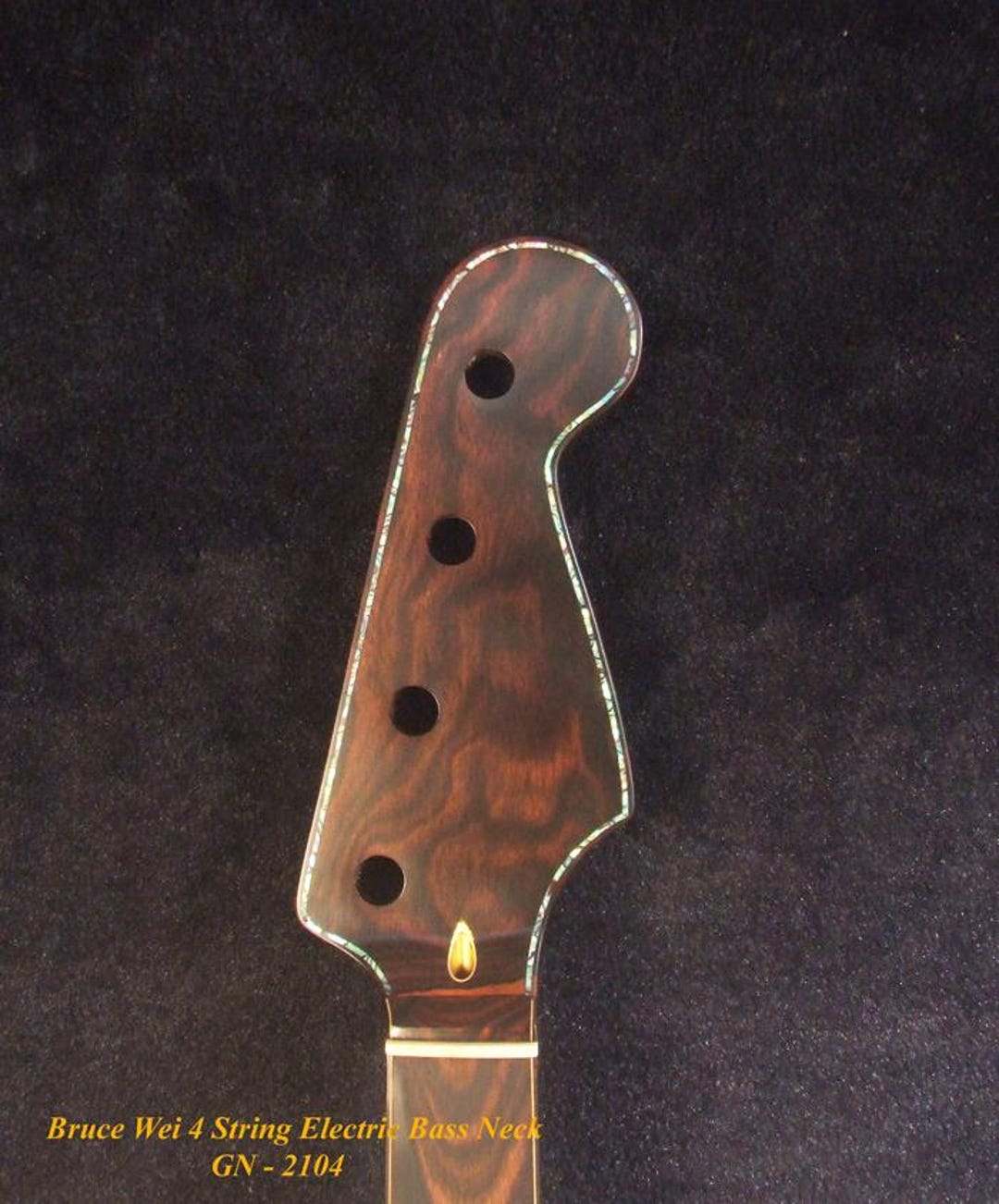 Handcrafted 4 String Electric Bass Neck, Fretless, Solid Macassar Ebony ...
