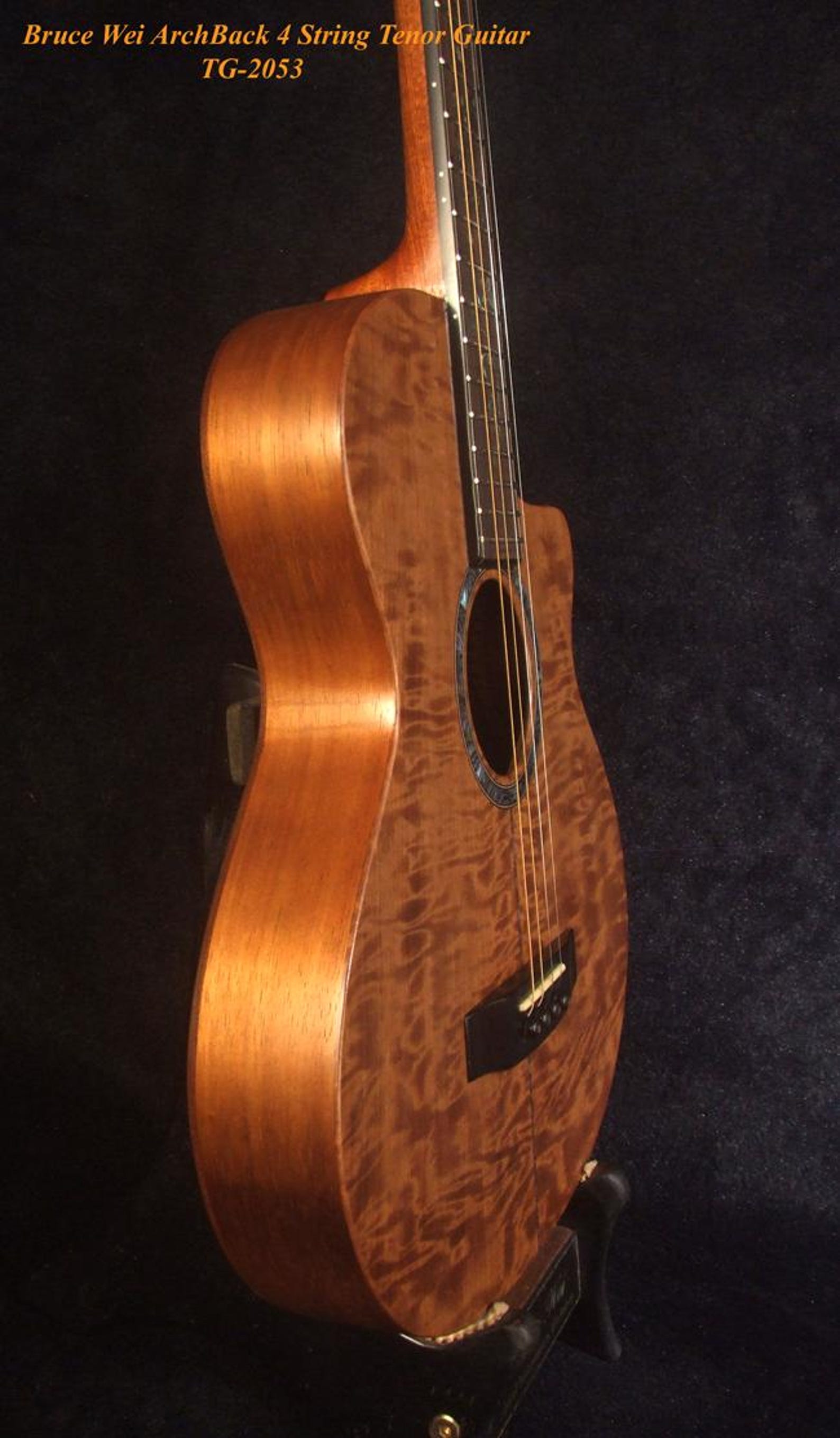 Handcrafted 4 String Tenor Guitar, Quilted Spalted Maple, Mahogany ARCH ...