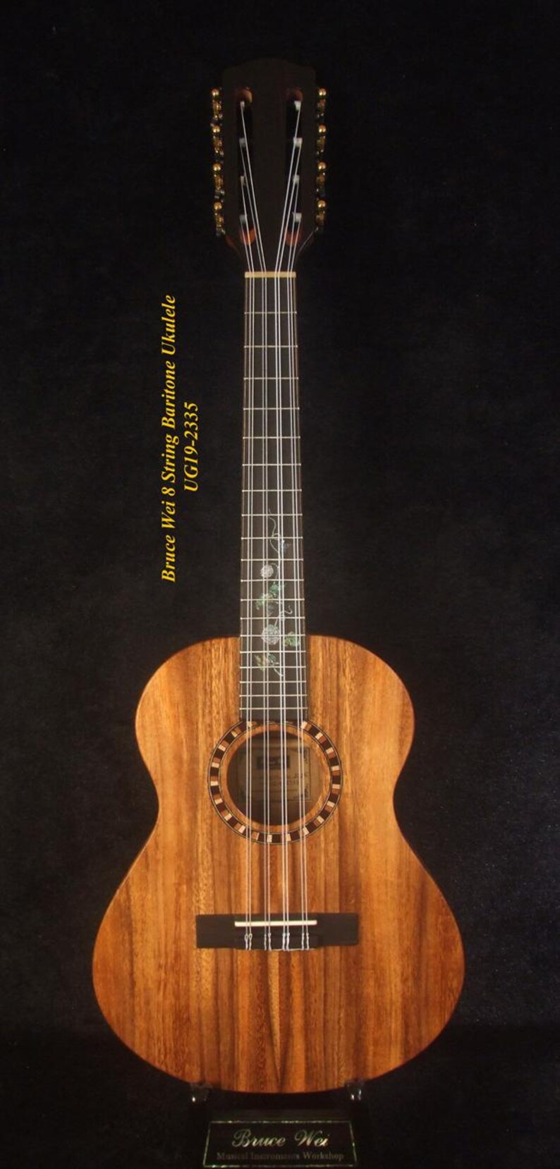 Handmade 8 String Baritone Ukulele, Solid Acacia, Slotted Head, Beer ...