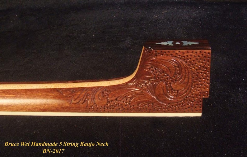 Handcrafted 5 String Banjo Neck, Solid Mahogany MOP & Abalone Block ...