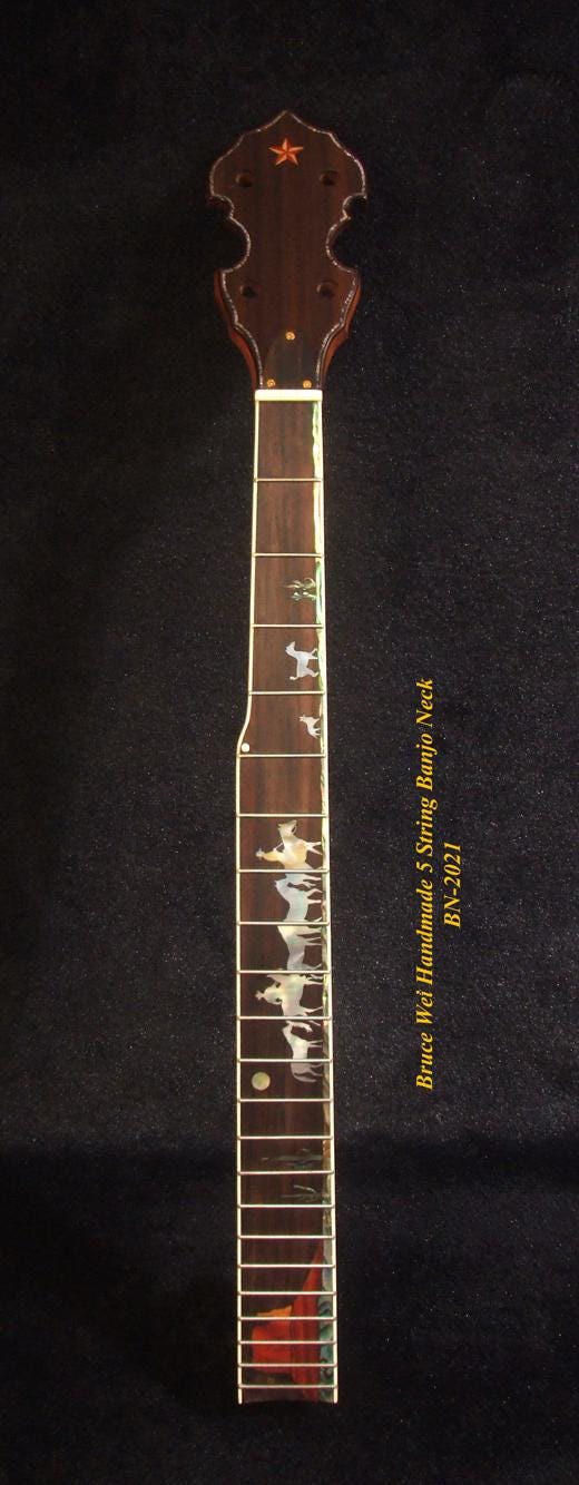 Handcrafted 5 String Banjo Neck, Solid Mahogany & Hard Maple Cowboy ...