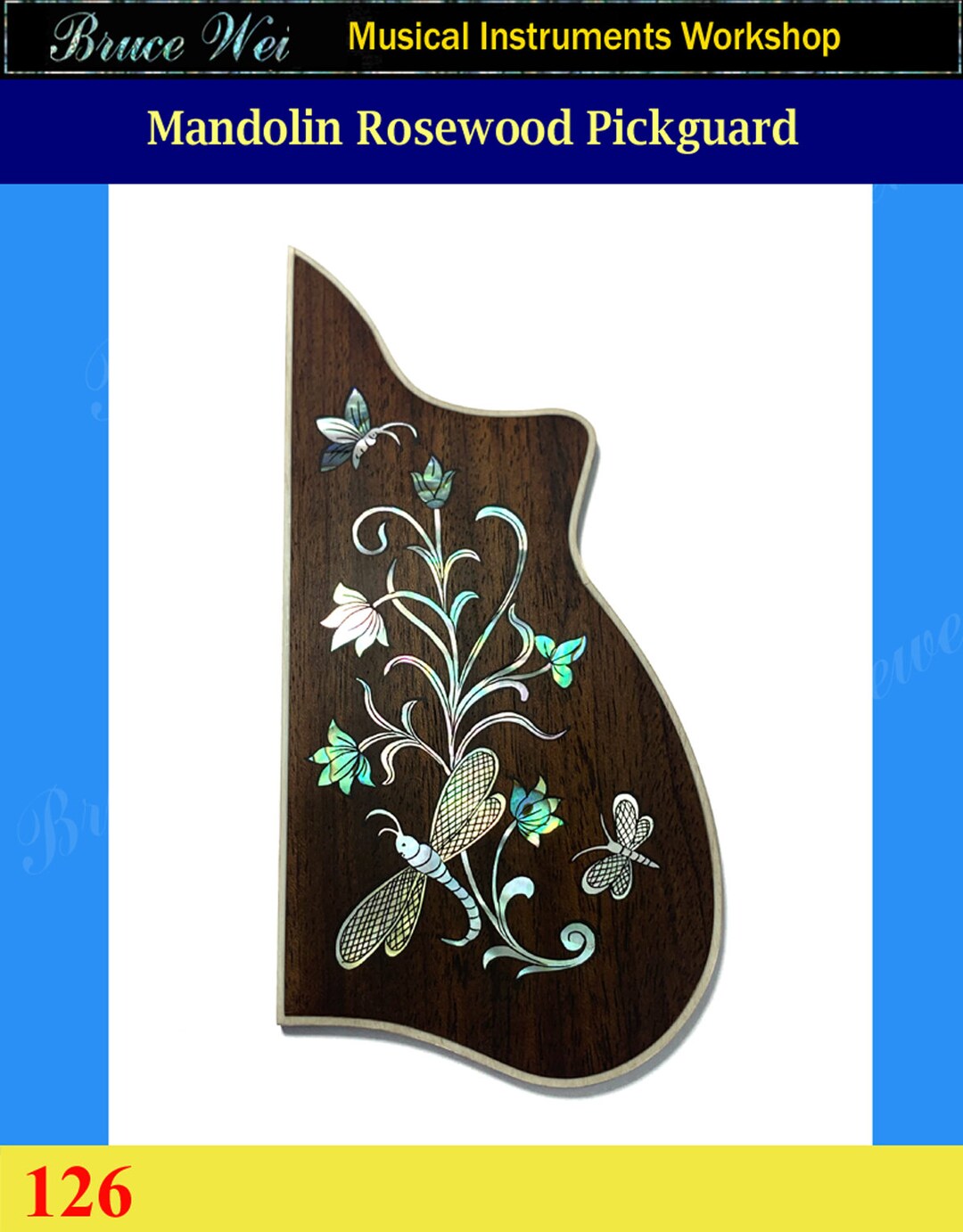 F5 Mandolin Rosewood Pickguard, MOP & Abalone Inlay, Bruce Wei (126) - Etsy