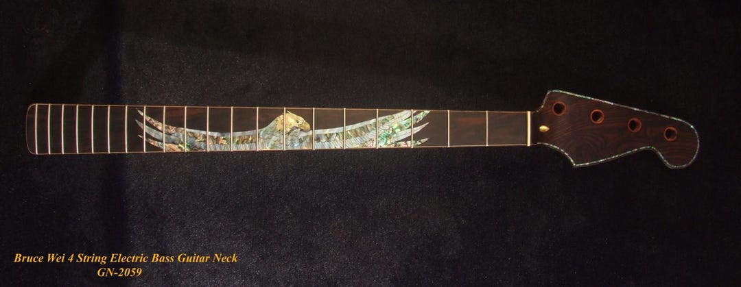 Handcrafted 4 String Electric Bass Neck, Solid Macassar Ebony Electric ...