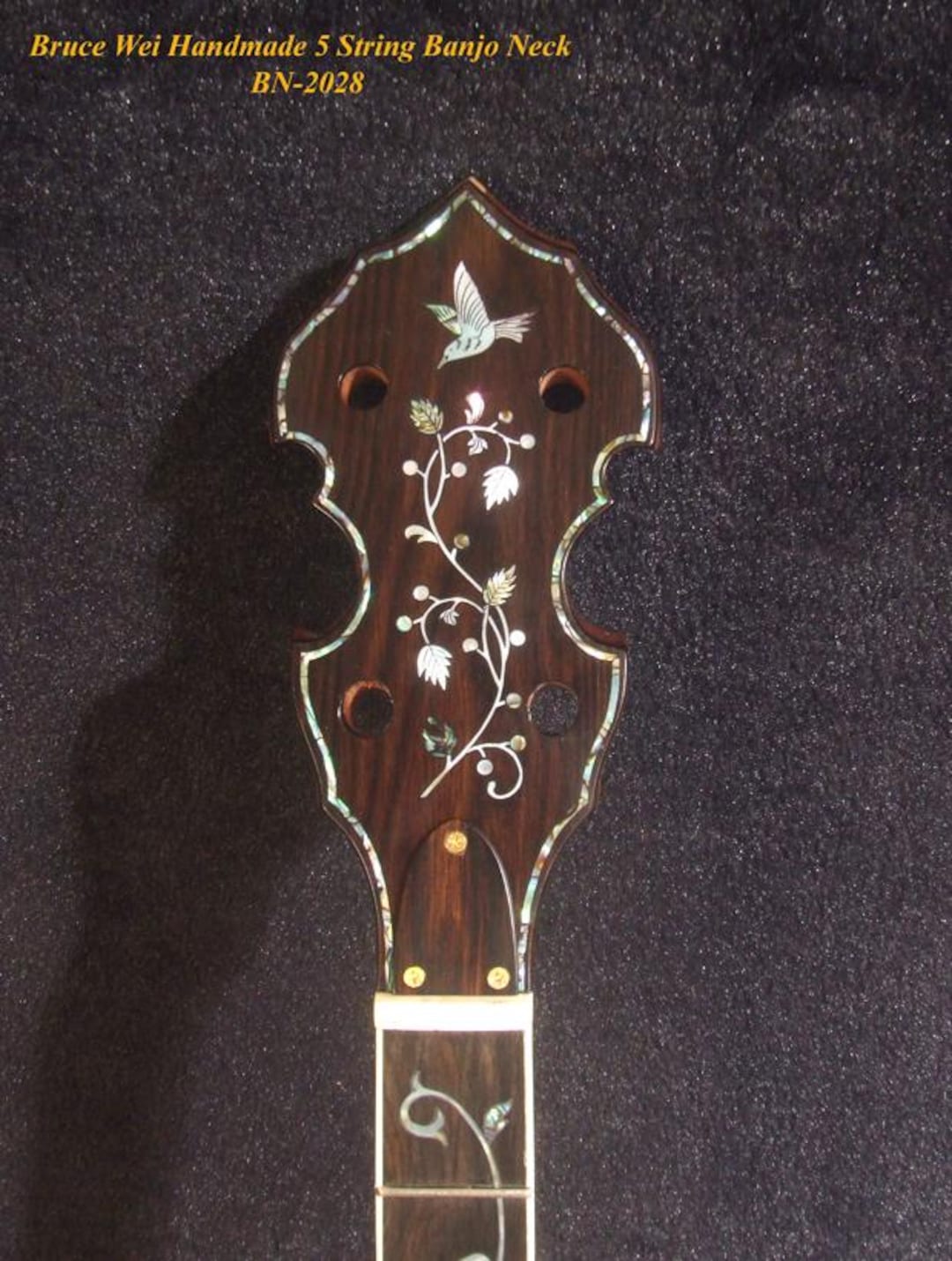 Handcrafted 5 String Banjo Neck, Solid Mahogany & Hard Maple, MOP Vine ...