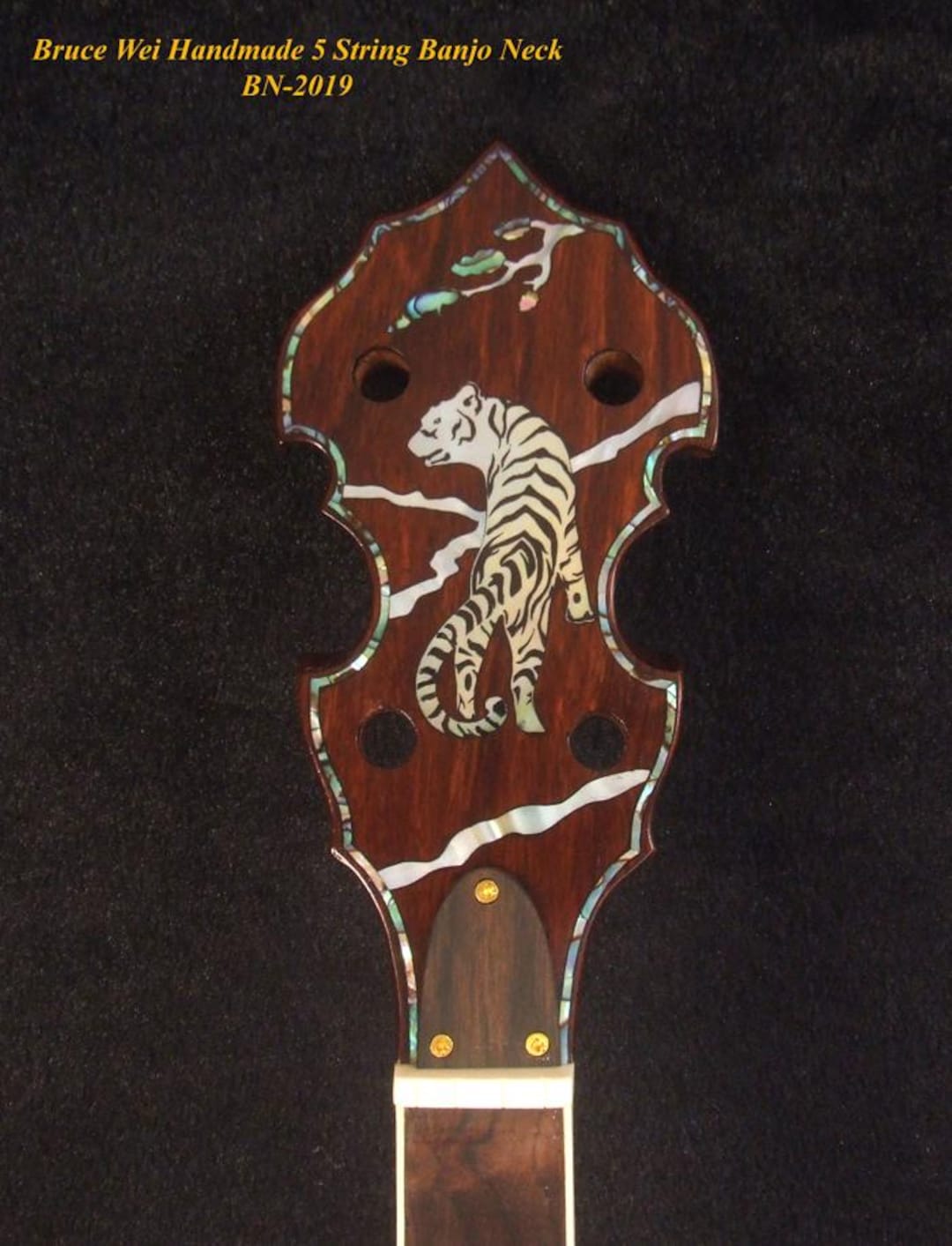 Handcrafted 5 String Banjo Neck, Solid Mahogany TIGER Inlay, Heel ...