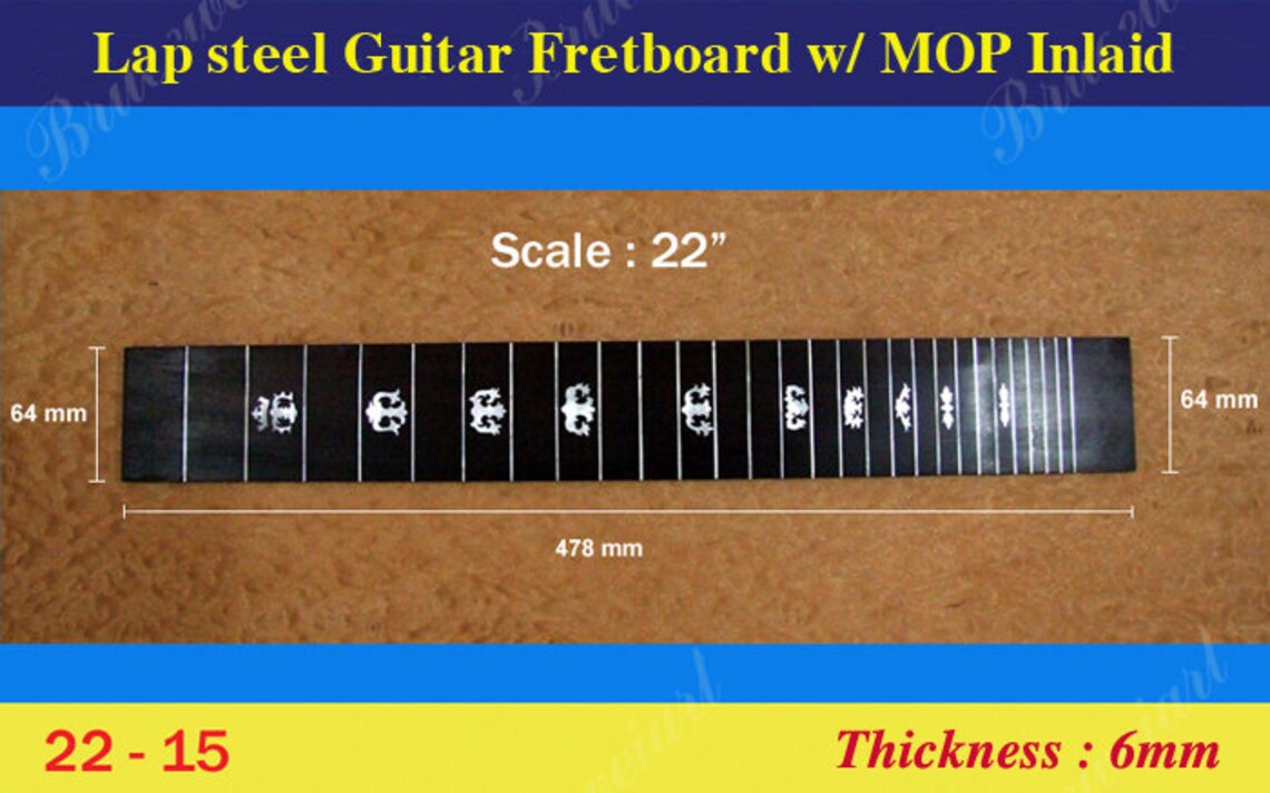 Bruce Wei Lap Steel Fretboard W/mop Inlay Scale 22 15 - Etsy